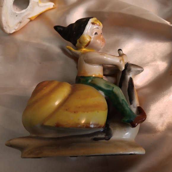 Accents | Vintage Elf Fairy Pixie On A Snail Ceramic China Figurine ...